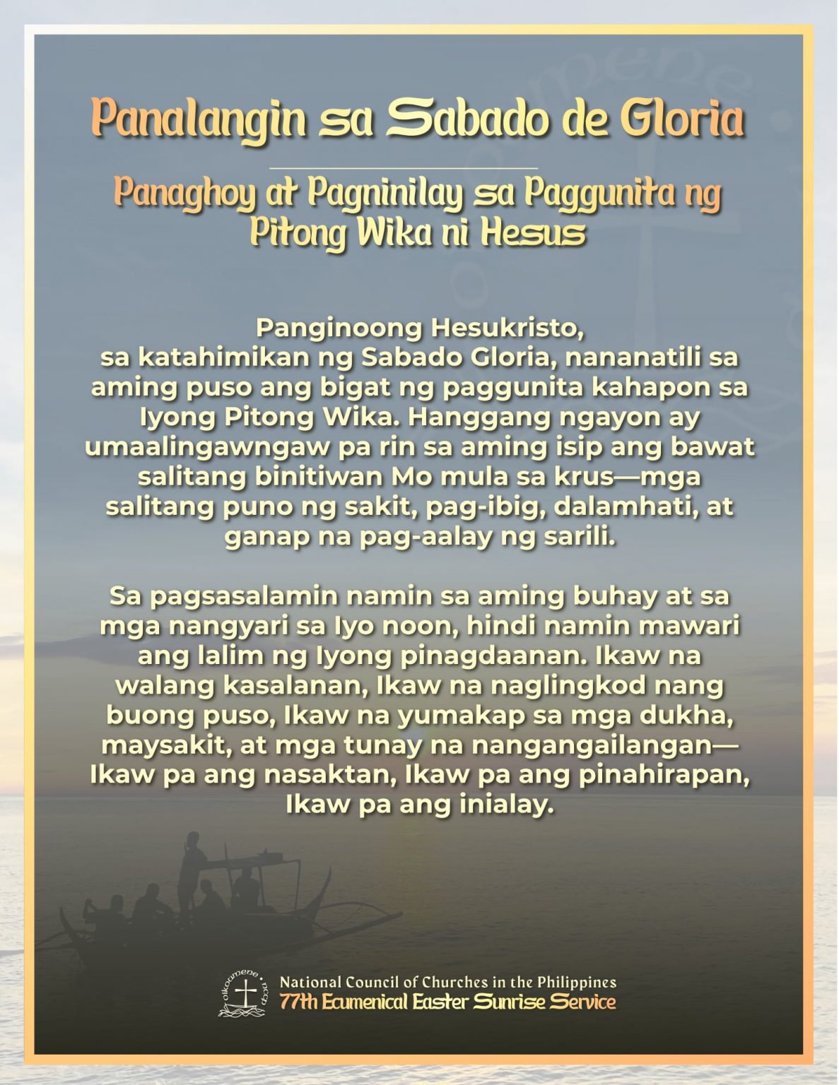 Panalangin sa Sabado de Gloria | Panaghoy at Pagninilay sa Paggunita ng ...